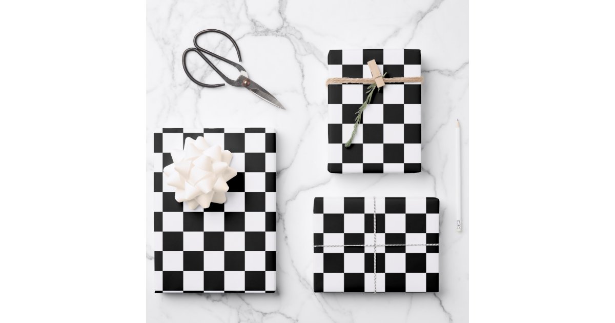 Black White Checker Pattern Wrapping Paper Sheets | Zazzle