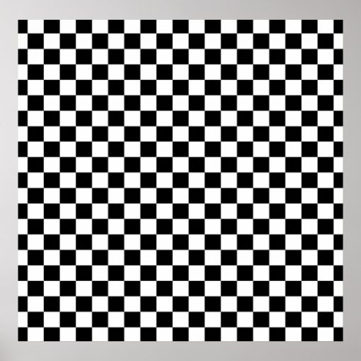 Black & White Checkerboard Background Poster | Zazzle