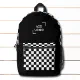 Black White Checkerboard Check Pattern Logo Printed Backpack | Zazzle