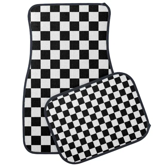 Black White Checkerboard Checkered Checked Check Car Floor Mat | Zazzle