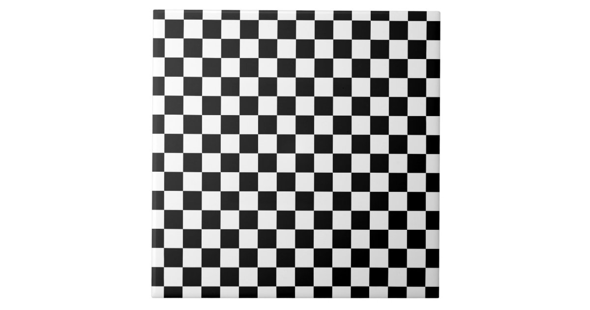 Black White Checkerboard Checkered Checked Check Ceramic Tile | Zazzle