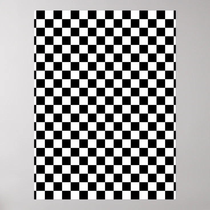 Black & White Checkerboard Poster | Zazzle