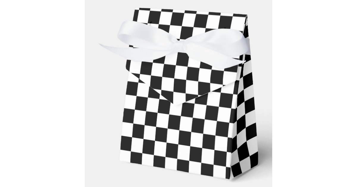 Black White Checkered Check Pattern Favor Boxes | Zazzle