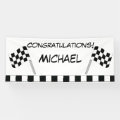 Black White Checkered Flag Race Congratulations Banner | Zazzle