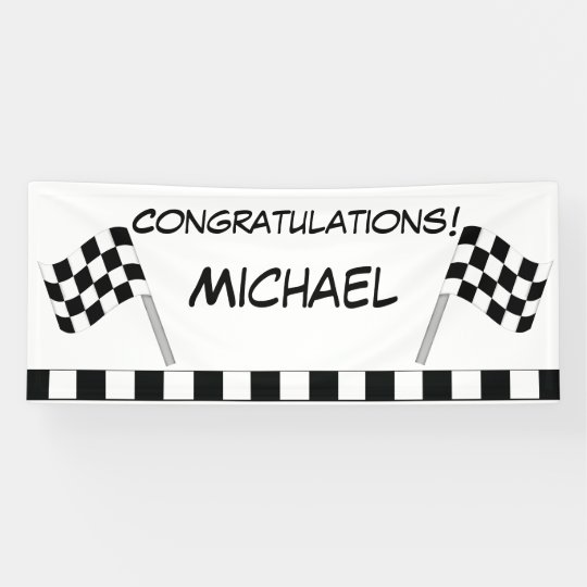 Black White Checkered Flag Race Congratulations Banner | Zazzle.com