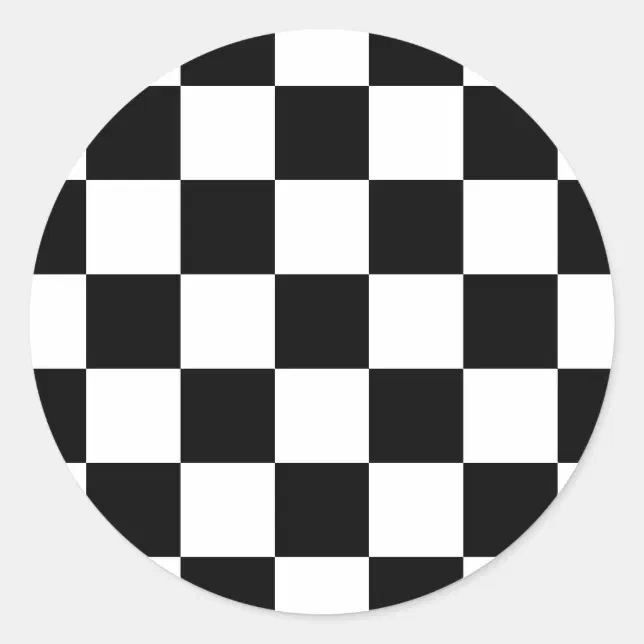 Black & White Checkered Pattern Classic Round Sticker | Zazzle