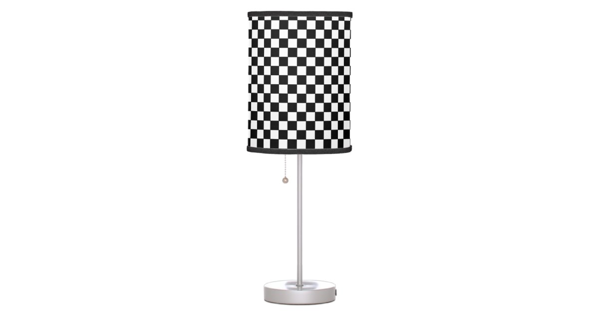 Black&White Checkered pattern Table Lamp | Zazzle