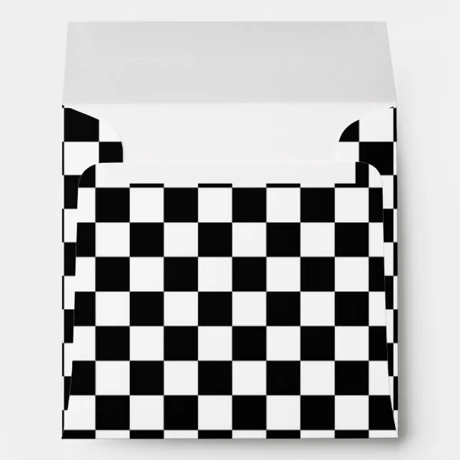 Black & White Checkered Race Invitation Envelope | Zazzle