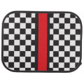 Black & White Checks Red Race Stripe | Monogram Car Mat | Zazzle