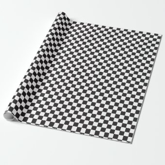 Black & [White] Checks Small Checkerboard Checkers Wrapping Paper | Zazzle