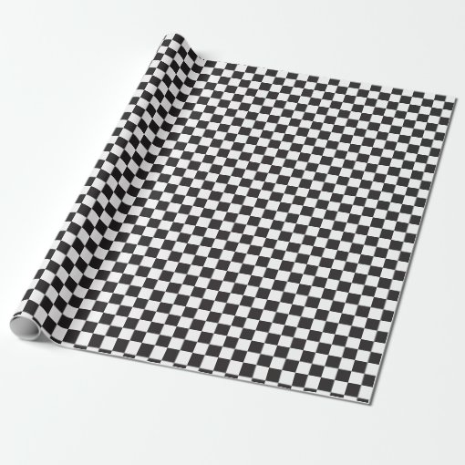 Black & [White] Checks Small Checkerboard Checkers Wrapping Paper | Zazzle