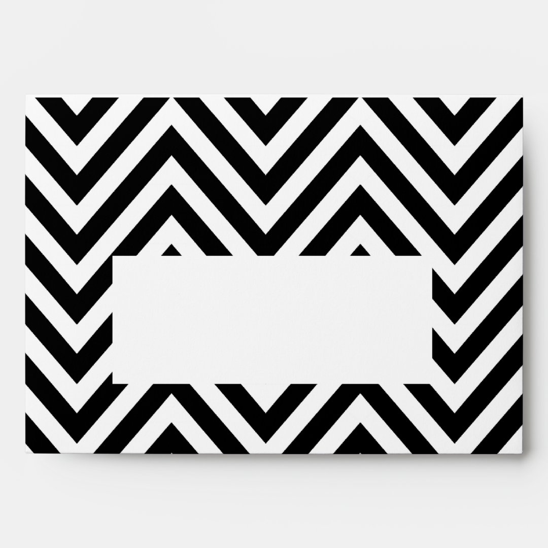 Black White Chevron Zig Zag Print A7 Envelope | Zazzle