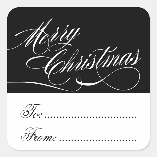 BLACK WHITE CHRISTMAS GIFT TAG STICKERS | Zazzle