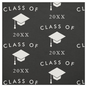 Congratulations with White Graduate's Cap on Black Fabric | Zazzle