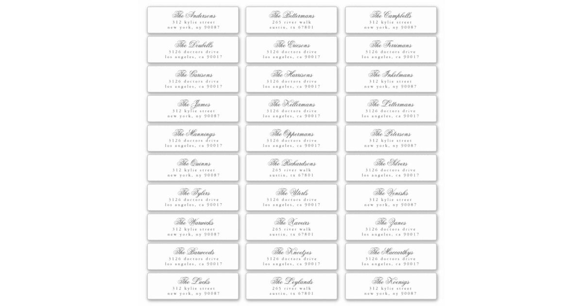 Black White Classic Calligraphy Address Guest Sticker | Zazzle