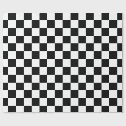 Black White Classic Checker Checkered Flag Wrapping Paper | Zazzle