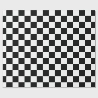Black White Classic Checker Checkered Flag Wrapping Paper | Zazzle