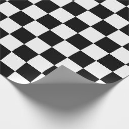 Black White Classic Checker Checkered Flag Wrapping Paper | Zazzle