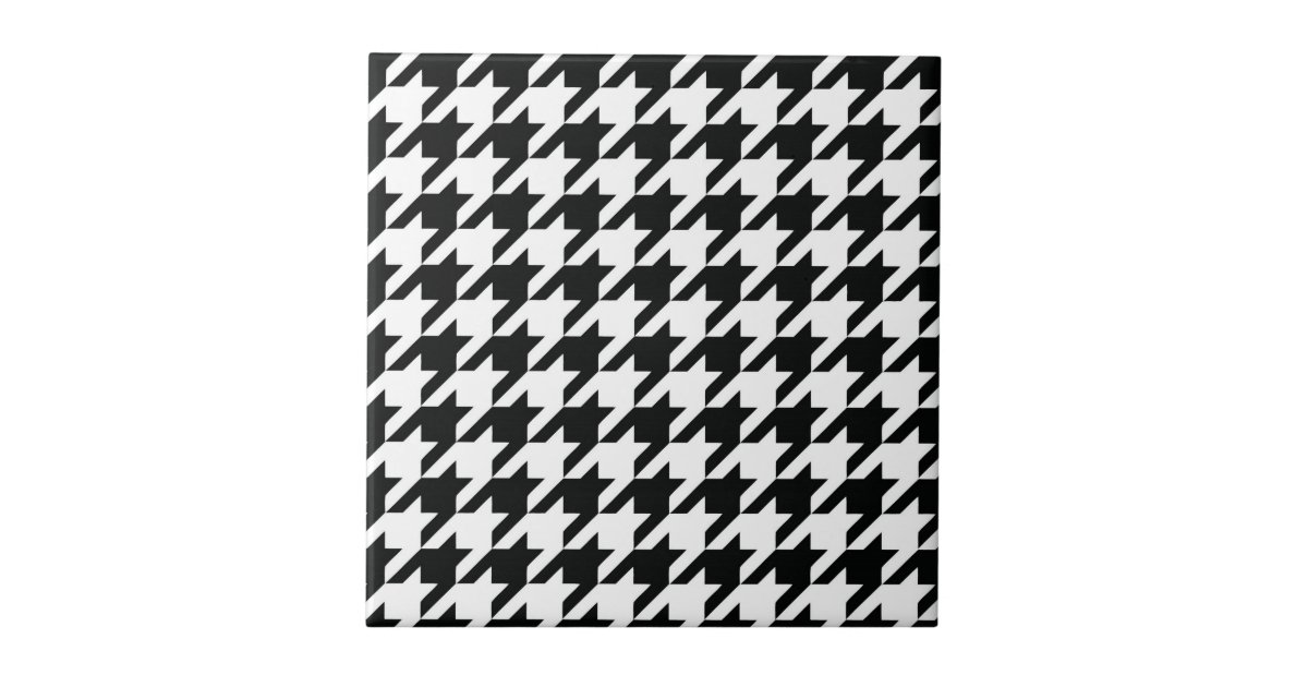Black White Classic Houndstooth Check Ceramic Tile | Zazzle