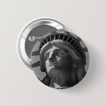 Black & White Close-up Statue of Liberty Button | Zazzle