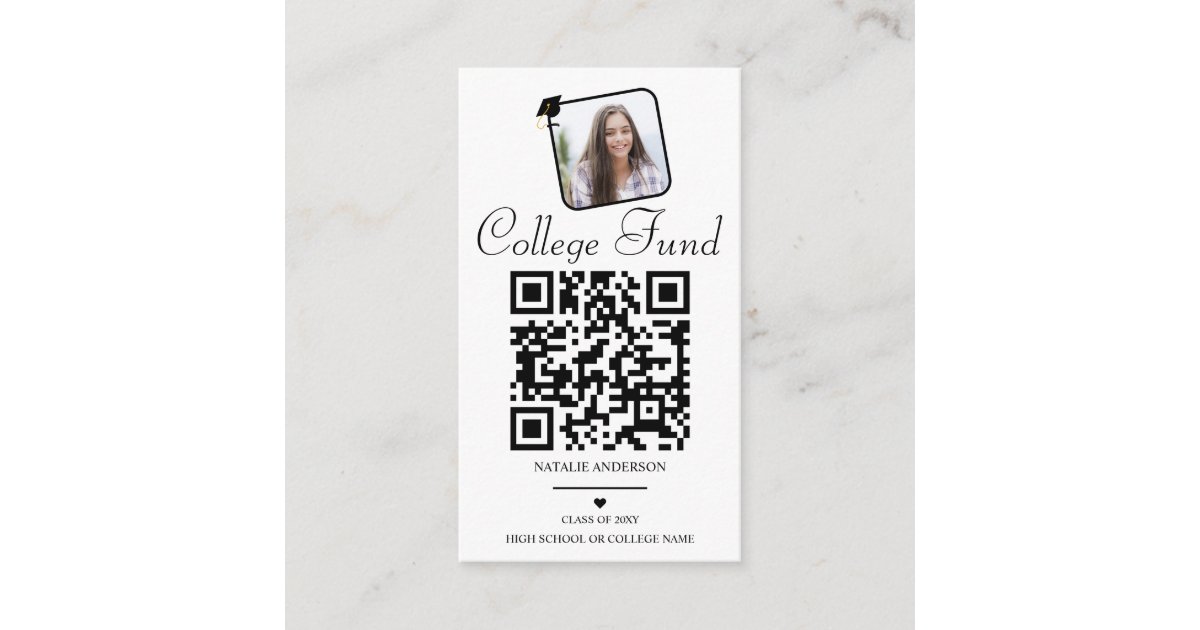 Black White College Fund QR Graduation Enclosure Card | Zazzle