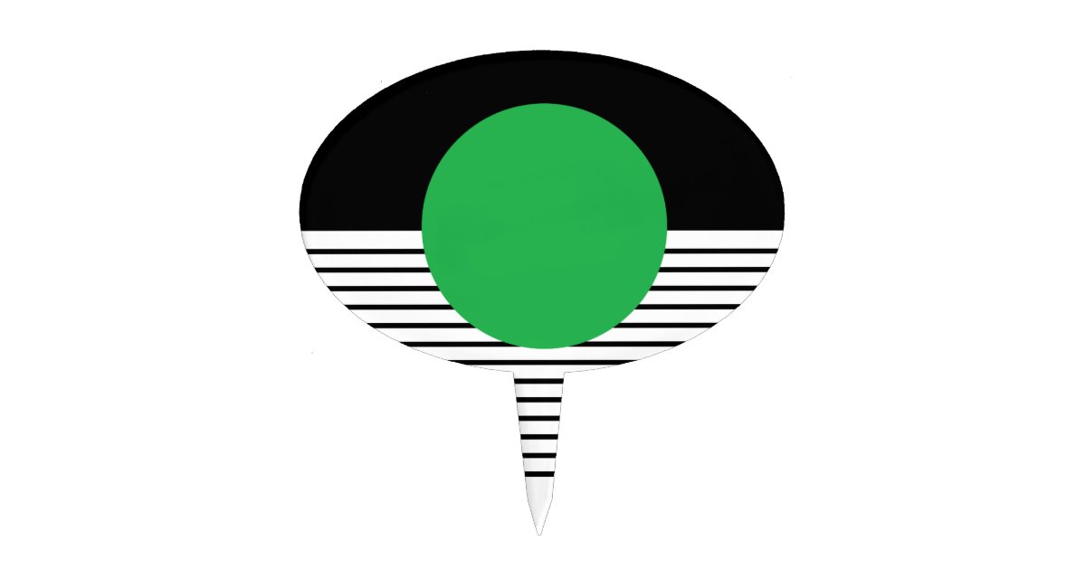 Black White Colorblock & Green Circle Cake Topper | Zazzle