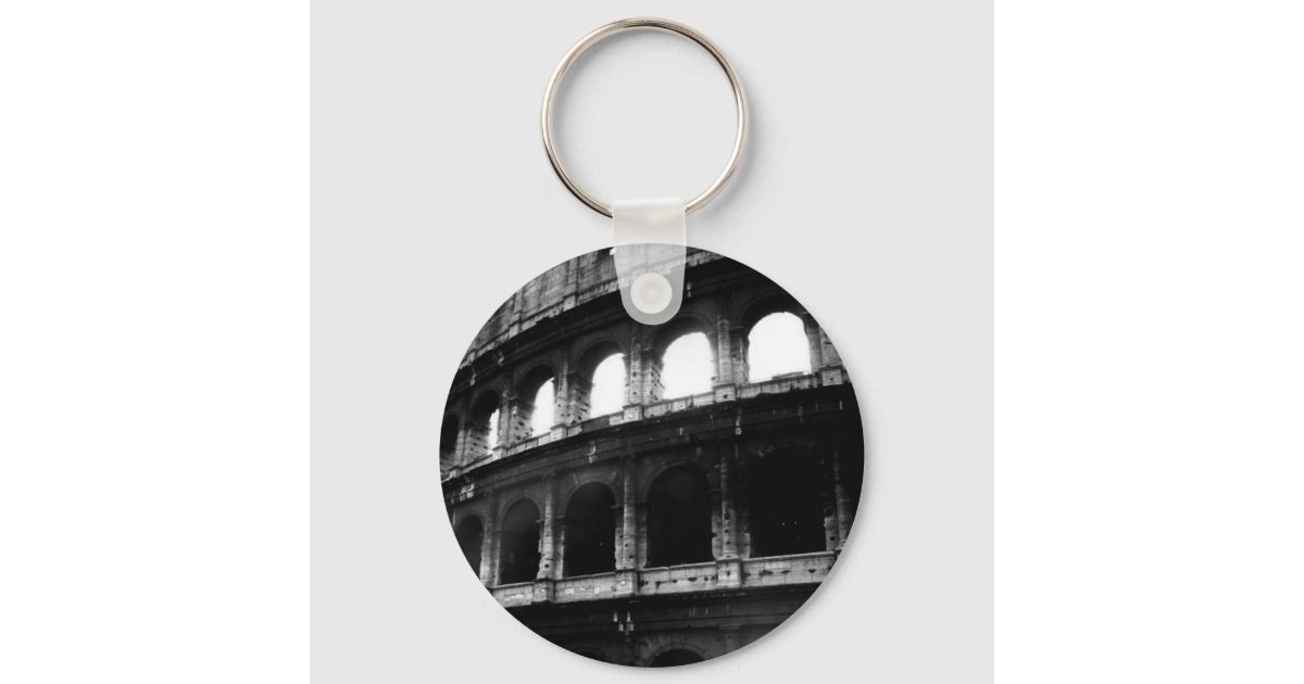 Black White Colosseum Roman Empire Keychain | Zazzle