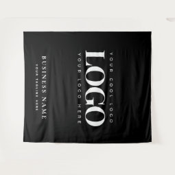 Black White Company Business Logo Event Backdrop | Zazzle
