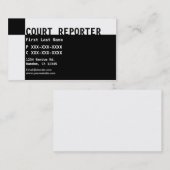 Black white Court Reporter business cards | Zazzle