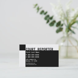 Black white Court Reporter business cards | Zazzle