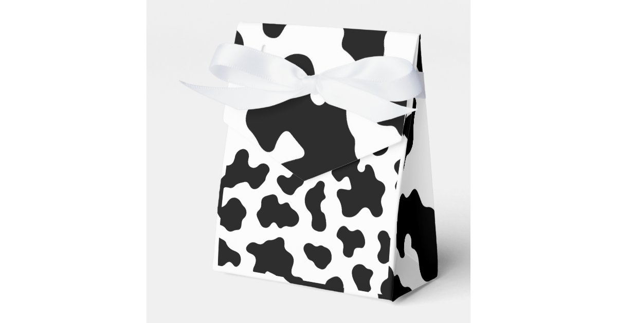 Black & White Cow Cowhide Print Birthday Party Favor Boxes | Zazzle