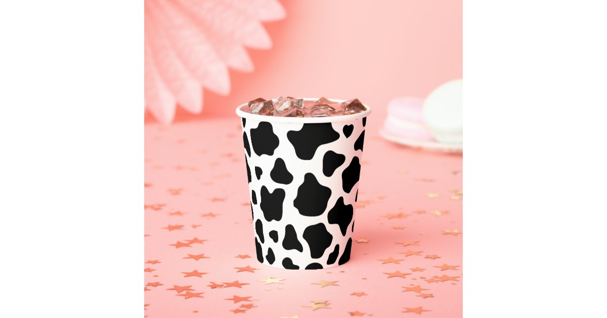 Black White Cow Pattern Cowgirl Themed Paper Cups | Zazzle