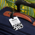 Black & White Cow Print, Color Block Kid's Initial Luggage Tag | Zazzle