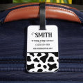 Black & White Cow Print, Color Block Kid's Initial Luggage Tag | Zazzle