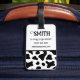 Black & White Cow Print, Color Block Kid's Initial Luggage Tag | Zazzle