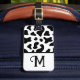 Black & White Cow Print, Color Block Kid's Initial Luggage Tag | Zazzle
