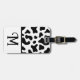 Black & White Cow Print, Color Block Kid's Initial Luggage Tag | Zazzle