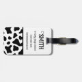 Black & White Cow Print, Color Block Kid's Initial Luggage Tag | Zazzle