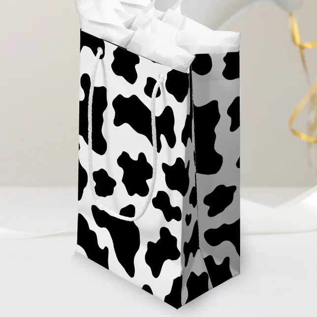 Black & White Cow Print Cowgirl Small Gift Bag | Zazzle