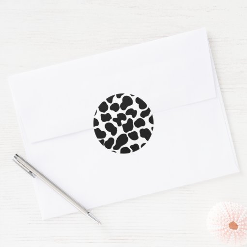 Black & White Cow Print Rustic Farm Classic Round Sticker | Zazzle