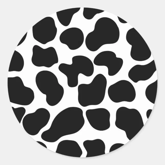 Black & White Cow Print Rustic Farm Classic Round Sticker | Zazzle