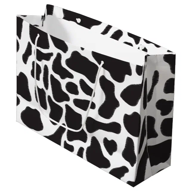 Black & White Cow Spot Animal Pattern Large Gift Bag | Zazzle