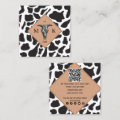 Black & White Cow Spot Animal Pattern QR Code Square Business Card | Zazzle