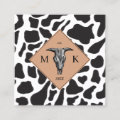 Black & White Cow Spot Animal Pattern QR Code Square Business Card | Zazzle