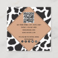 Black & White Cow Spot Animal Pattern QR Code Square Business Card | Zazzle