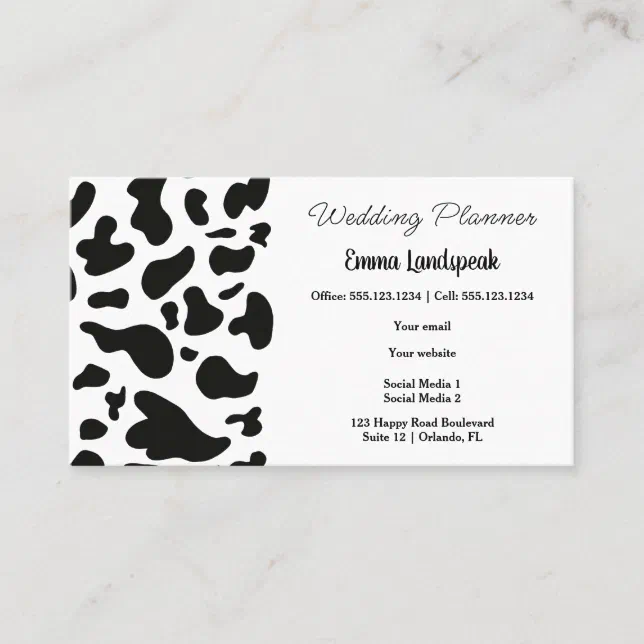 Black & White Cow Spots, QR Code Business Card | Zazzle
