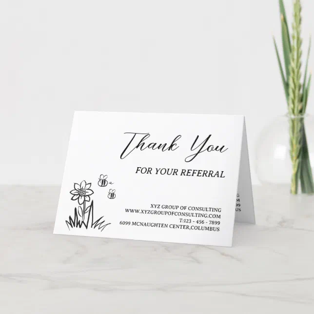 Black & White Creative Client Referral Thank You Card | Zazzle