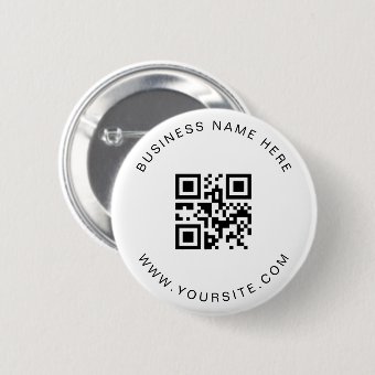 Black & White Custom Business Company QR Code Scan Button | Zazzle