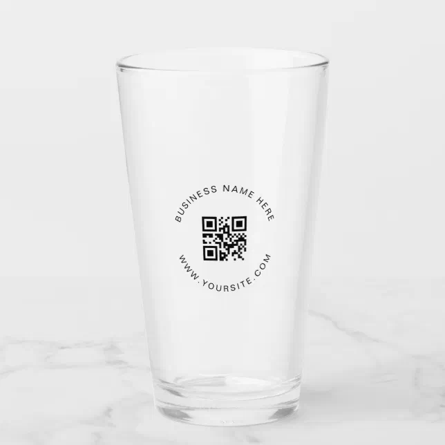 Black & White Custom Business Company QR Code Scan Glass | Zazzle