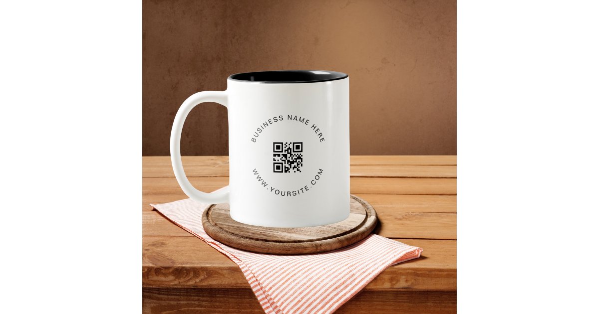Black & White Custom Business Company QR Code Scan Two-Tone Coffee Mug ...